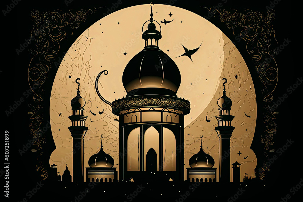 Generative AI illustration of Design of a Muslim city illustration with ...
