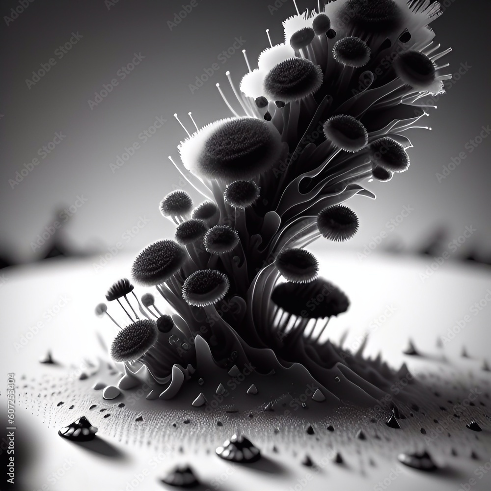 Stockillustratie Bacteria under a microscope. A colony of microbes ...