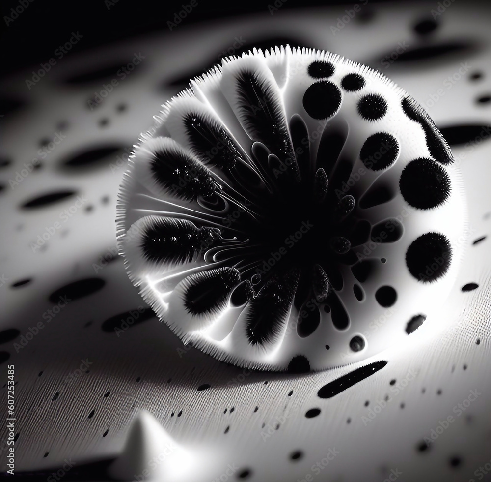 Bacteria under a microscope. A colony of microbes under a stereo ...