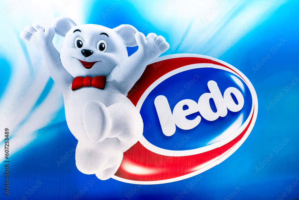 Croatia, 2023: Ledo ice cream billboard. Ledo the largest producer of ...