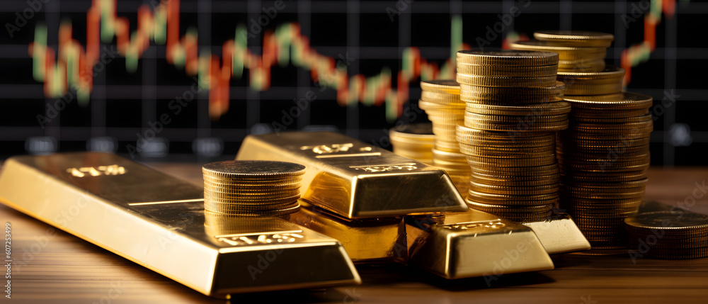 Gold bar resting on a stocks and shares graph representing investment ...