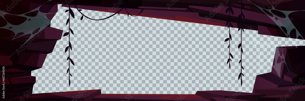 Cartoon isolated abandoned stone cave entrance vector illustration ...