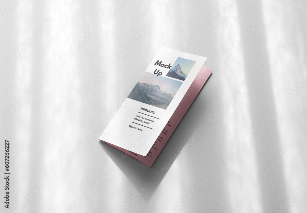 Mockup of customizable A4 bi-fold closed leaflet against customizable ...