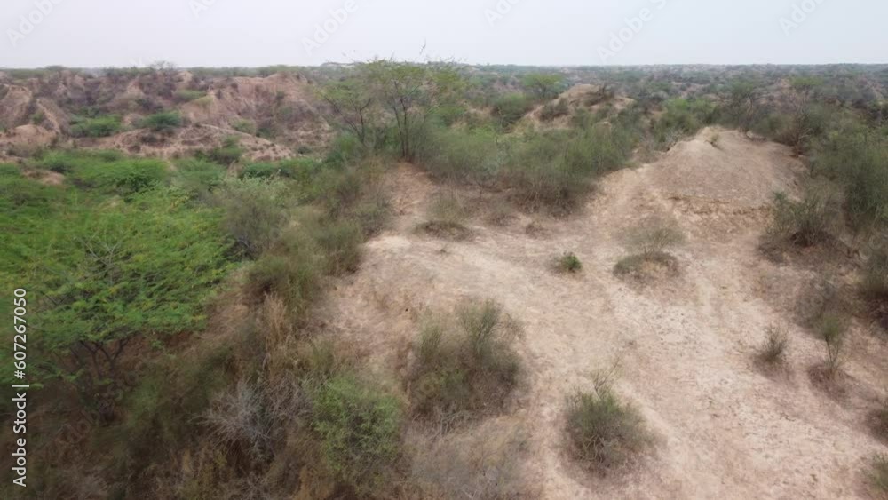 Drone shot revealing unique gully erosions of the iconic badlands of ...
