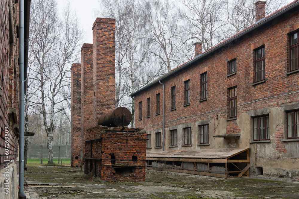 Foto de Chimneys between blocks of the Auschwitz nazi concentration ...