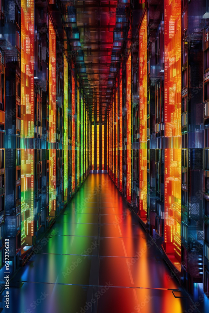 massive scale of a data center housing multiple database servers ...