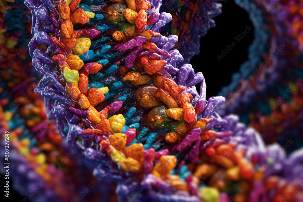 A macro photograph capturing the intricate structure of a DNA molecule ...