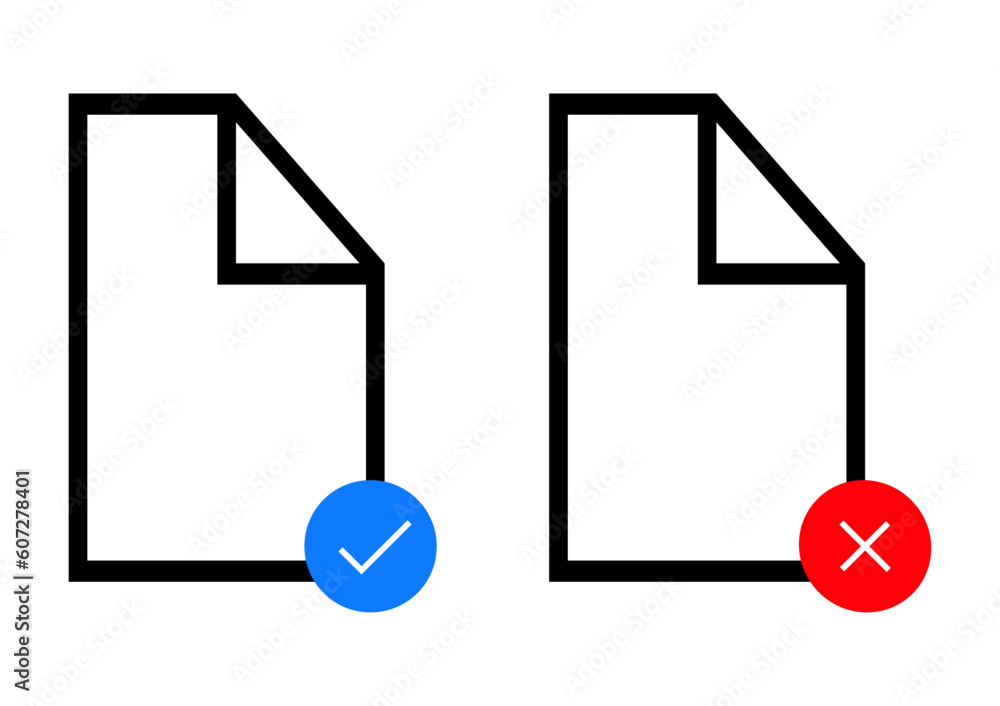 document icon with check mark and x mark. vector illustration Stock ...