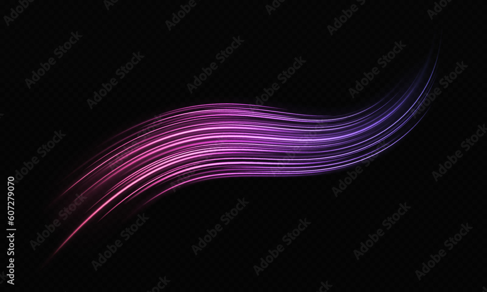 Magic bright trail on transparent background. Glowing fire lines effect ...