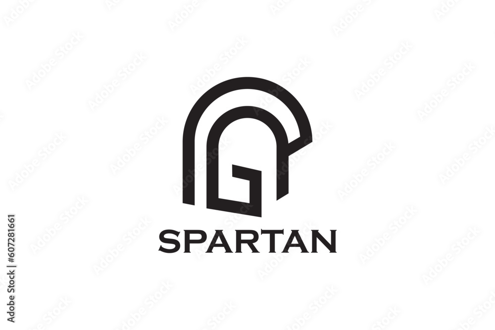 letter G and spartan helmet abstract logo design concept Stock Vector ...