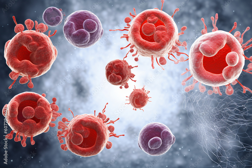 Erythrocytes in various stages of development, medicine, blood ...