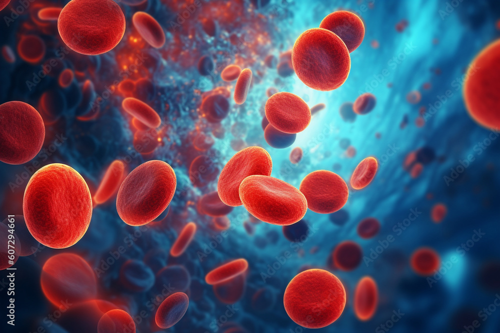 Erythrocytes in motion, creating a sense of dynamic, blood, energy ...