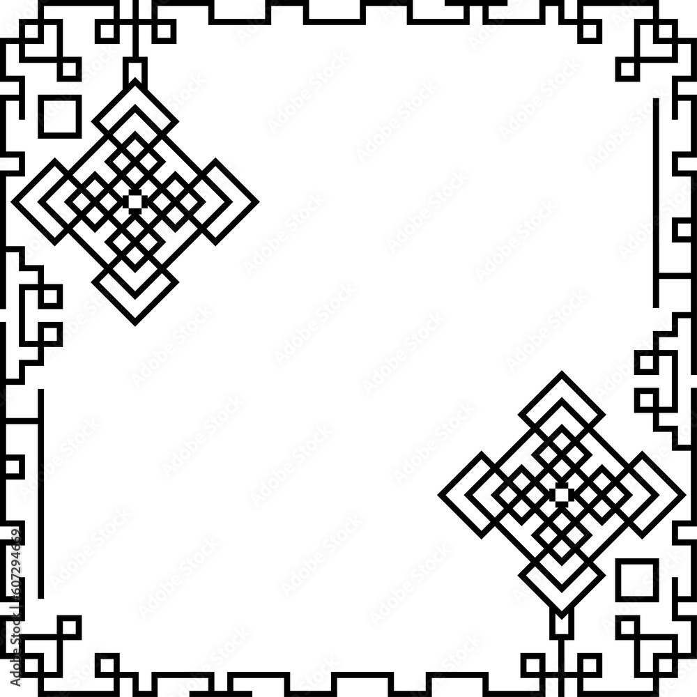 set of traditional Chinese decorative frames. Chinese line border ...