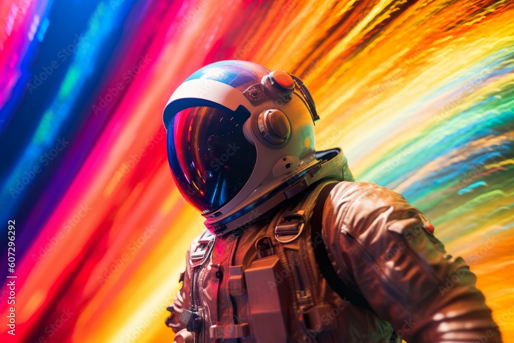 Abstract image of cosmonaut in colors of rainbow Stock Illustration ...