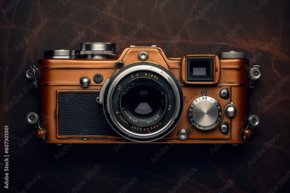 beautiful vintage photo camera close-up top view, ai generated image ...