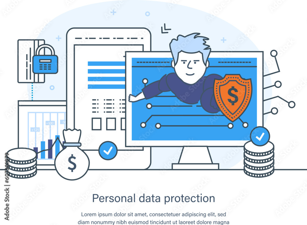 Personal data protection, cyber security safety internet technology ...