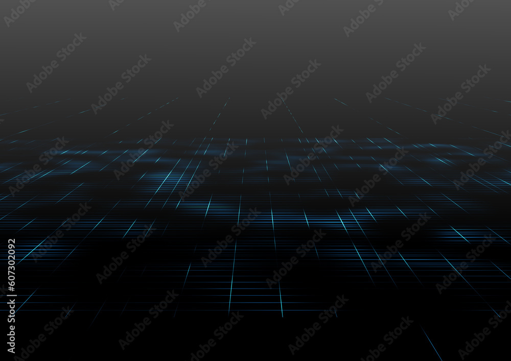 Perspective Grid. Abstract background shining blue floor ground ...