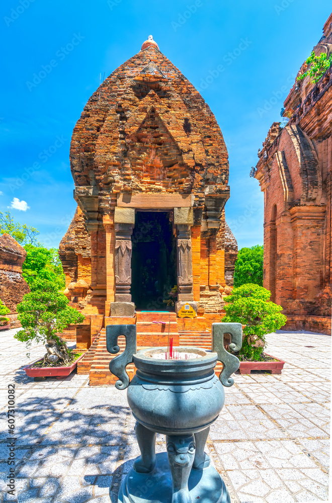 Ponagar Tower in Nha Trang, Vietnam. This is an artistic architectural ...