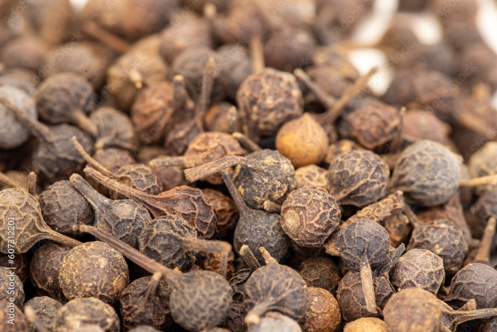 Cube pepper (Piper cubeba) on a white background. Turkish name ...