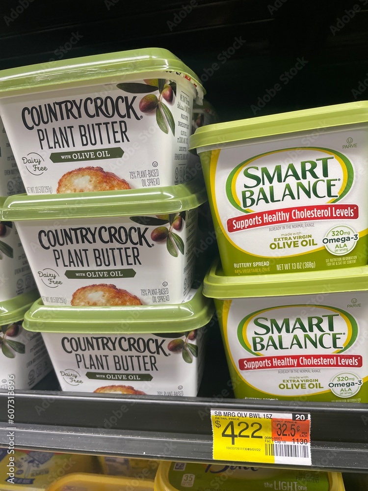 Walmart grocery store interior butter section butter variety Stock ...