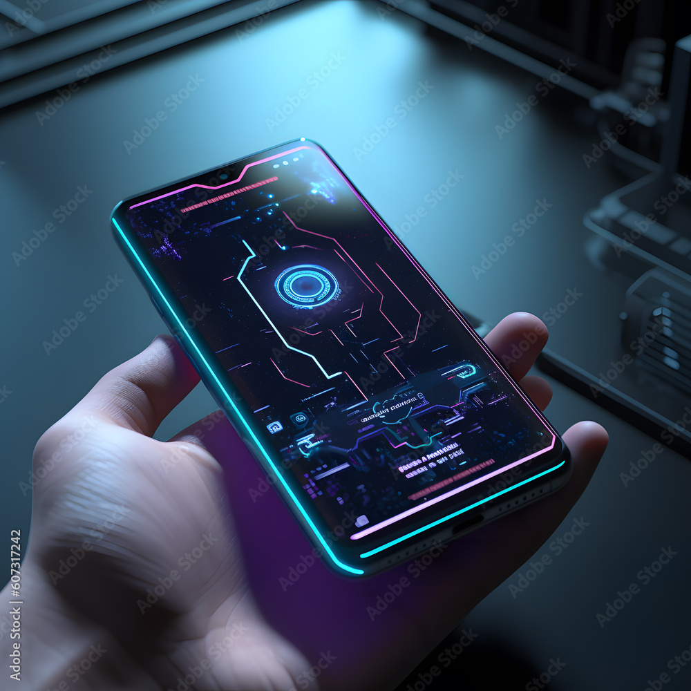 futuristic smartphone with a holographic display, showcasing cutting ...