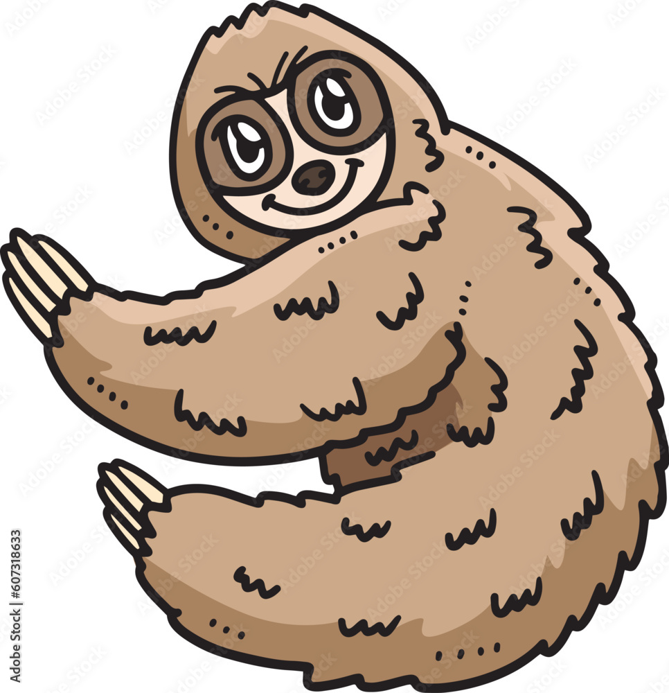 Baby Sloth Cartoon Colored Clipart Illustration Stock Vector | Adobe Stock