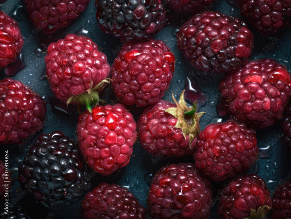 loganberry fruit or red blackberry. A hexaploid hybrid produced from ...