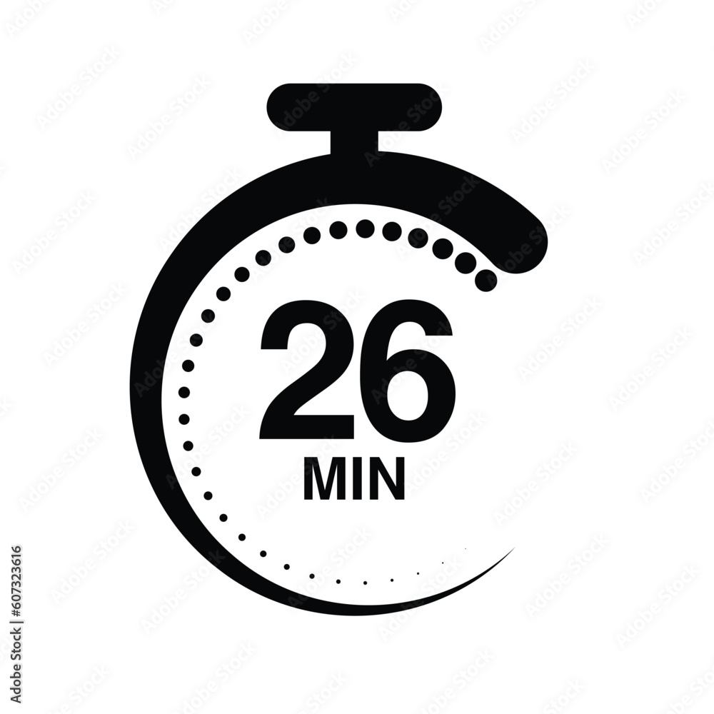 26 minutes timer stopwatch vector illustration isolated on white ...