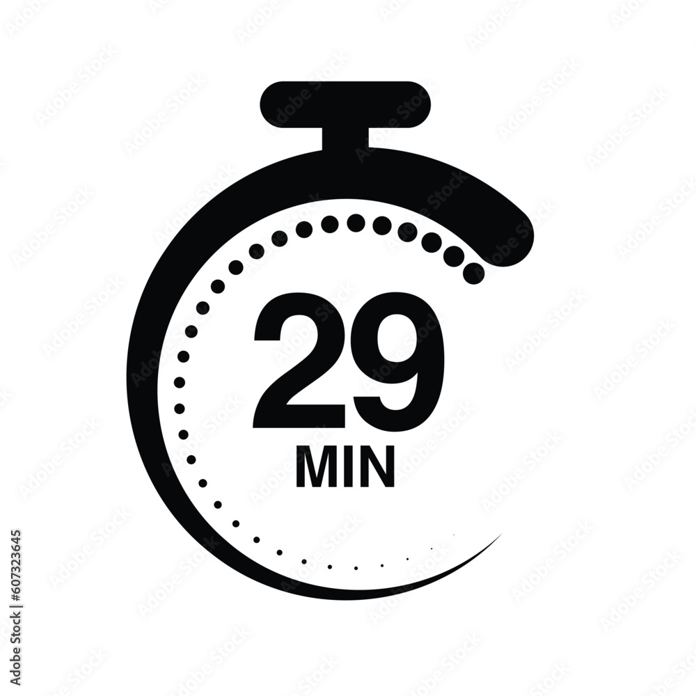 29 minutes timer stopwatch vector illustration isolated on white ...