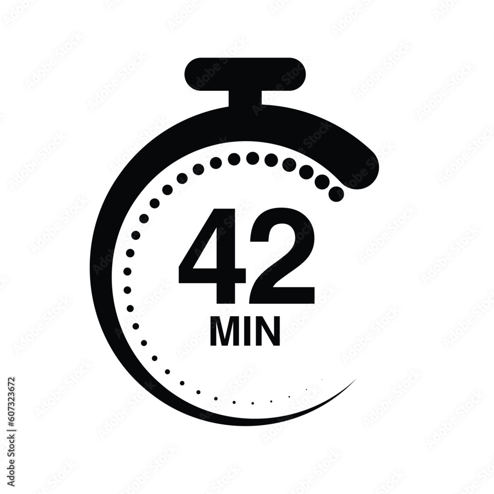 42 minutes timer stopwatch vector illustration isolated on white ...