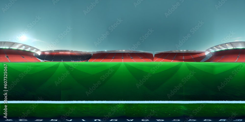Abstract green football pitch stadium background illuminated by ...