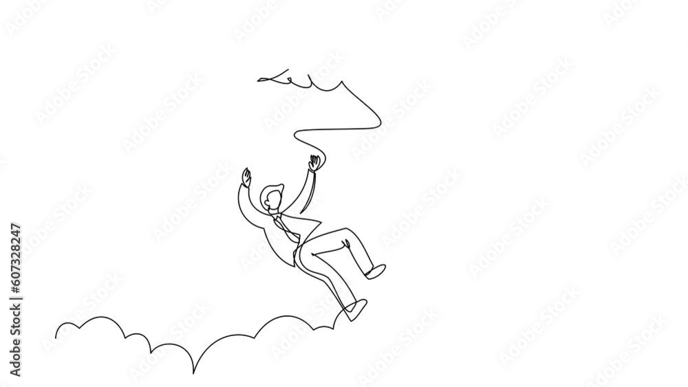 Self drawing animation of single one line draw businessman falling from ...