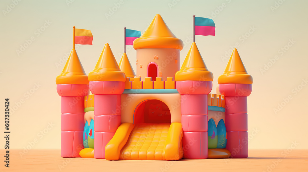 Housing inflation concept. House made from an inflatable bouncy castle ...