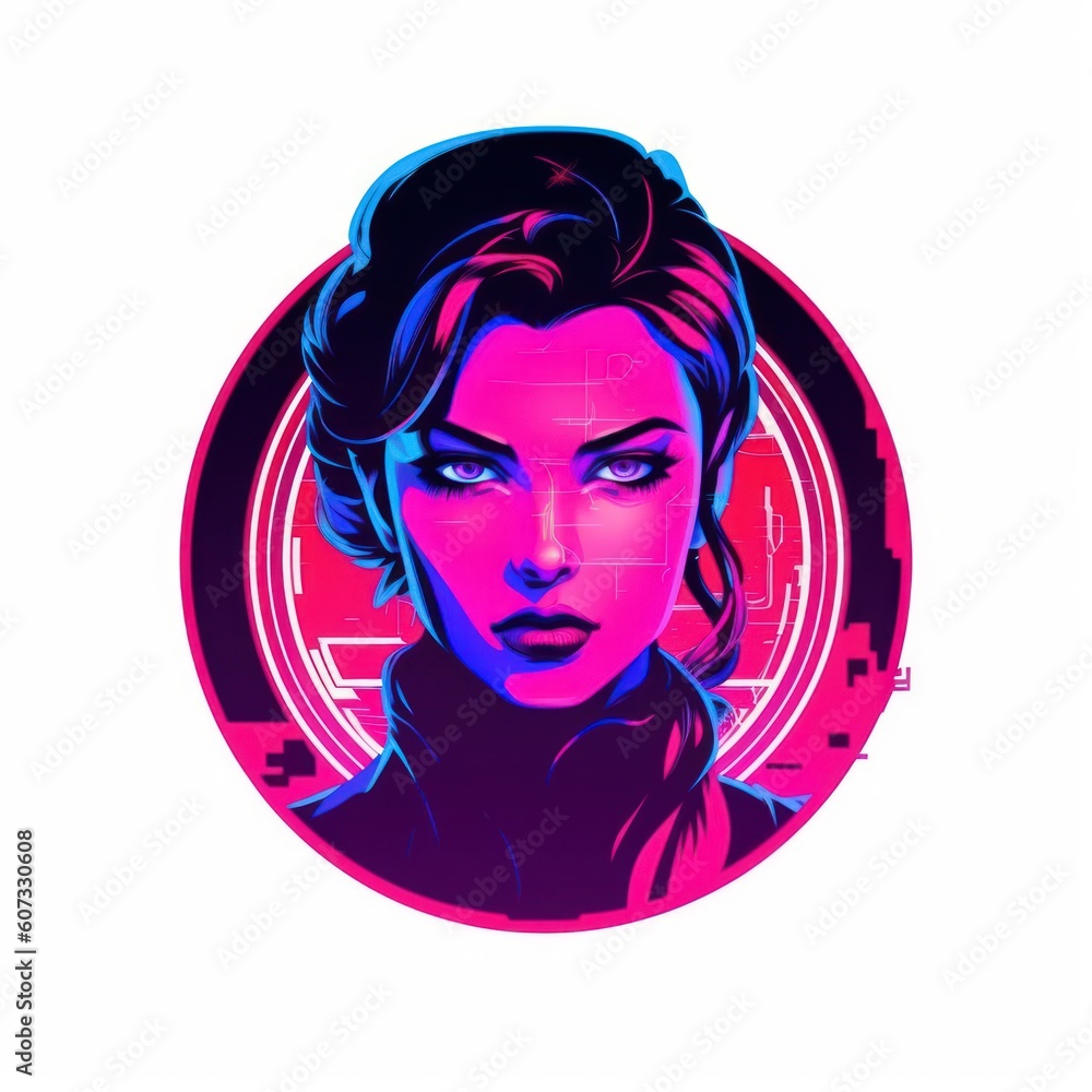 Synthwave Vector Neon Gamer Girl Logo, Gaming Cyberpunk Logo, Woman ...