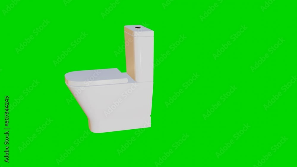 slow rotation 3d model of a white toilet rotating on a green screen ...
