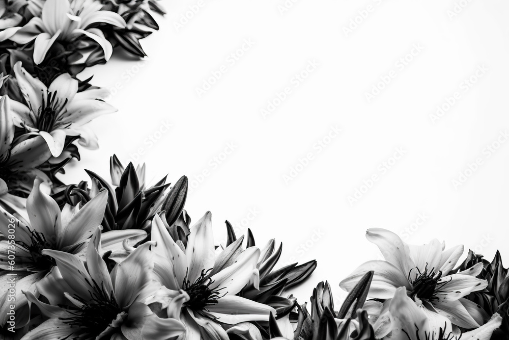 Black and white funeral flower arrangement. Funeral concept. Generative ...