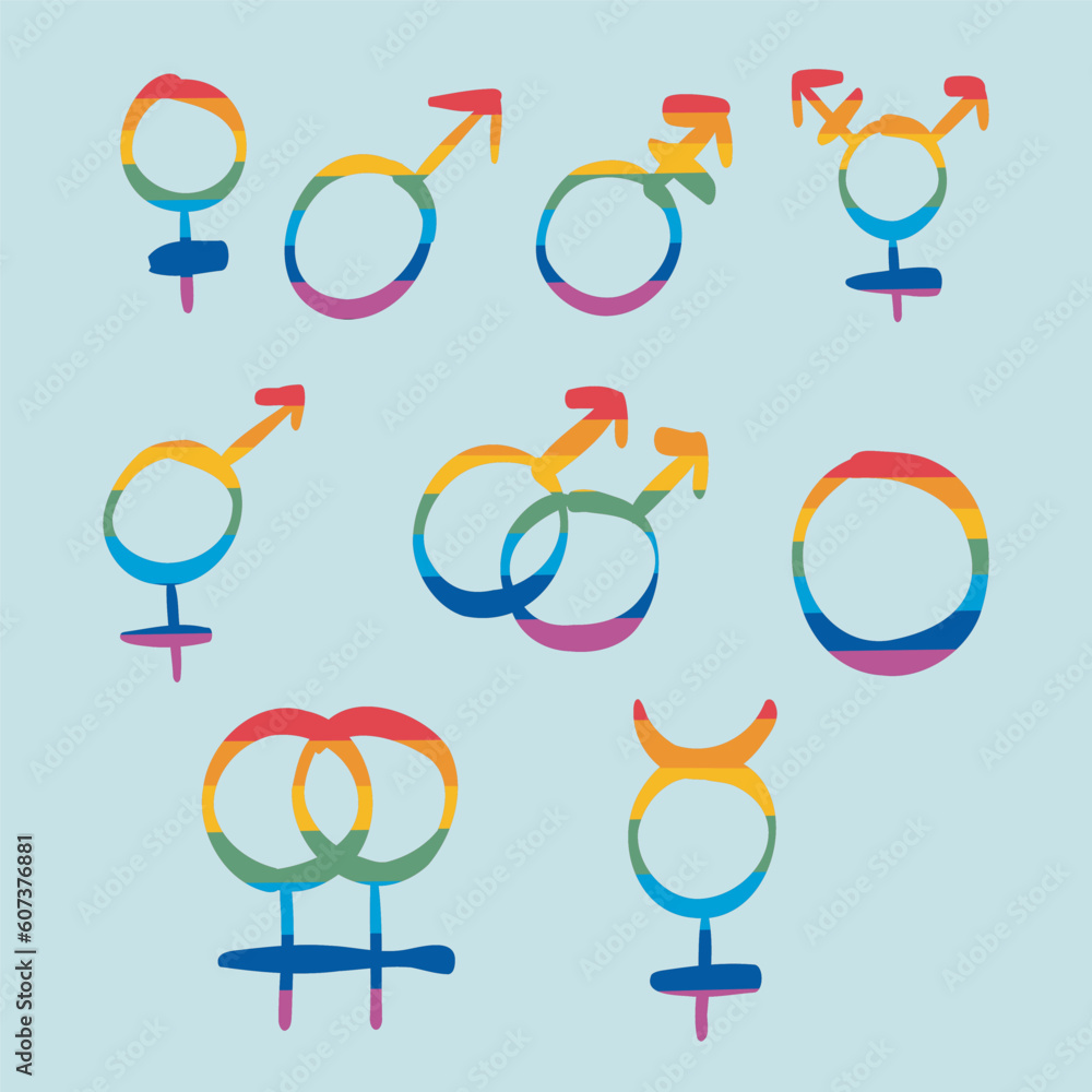 vector set of symbols of sexual minorities. Rainbow-colored symbols ...