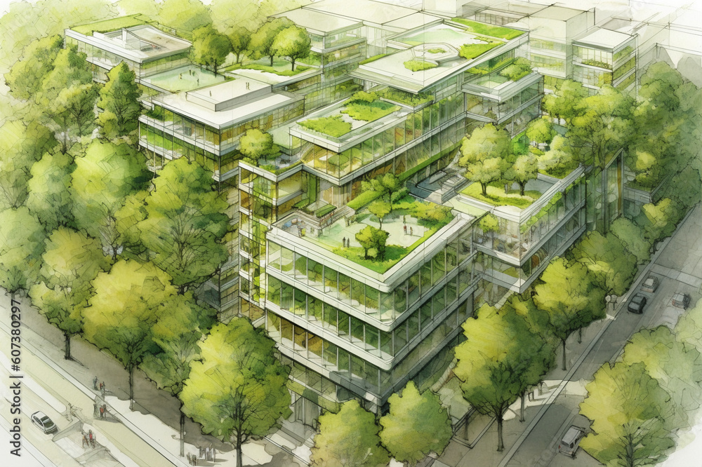 Urban project planning. Green sustainable design, creating eco friendly ...