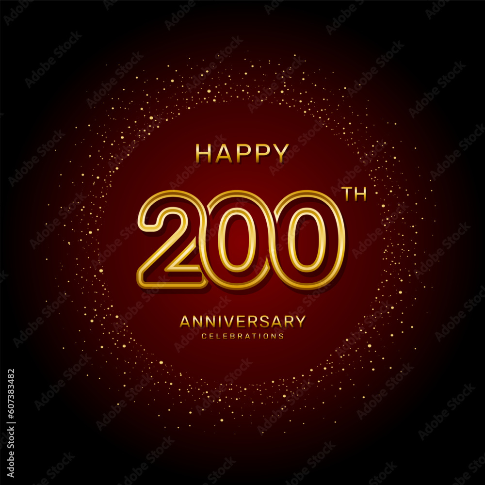 200th anniversary logo design with a double line concept in gold color ...