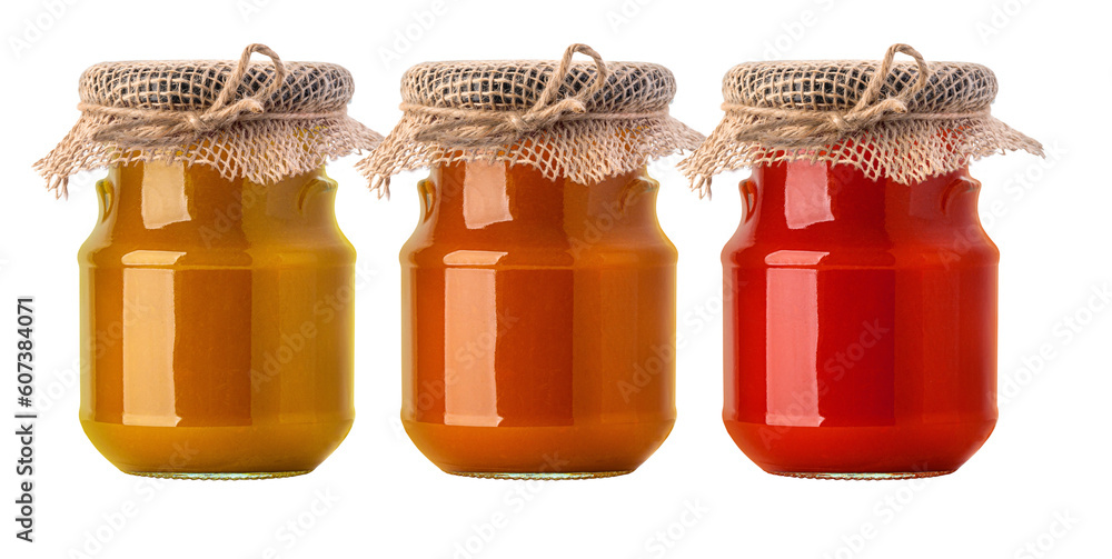 Three jars of jam and honey Stock Photo | Adobe Stock