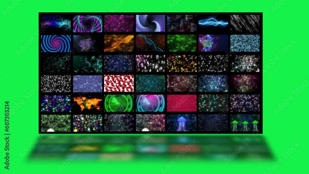 Multiple Tv Screen Network Communication Animation Video On Green ...