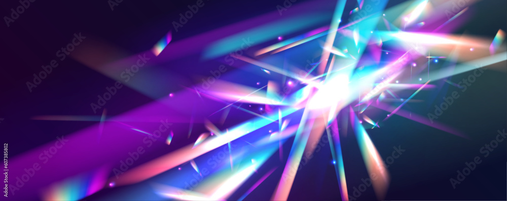 Abstract refraction glow effect on black background. Set Rainbow ...