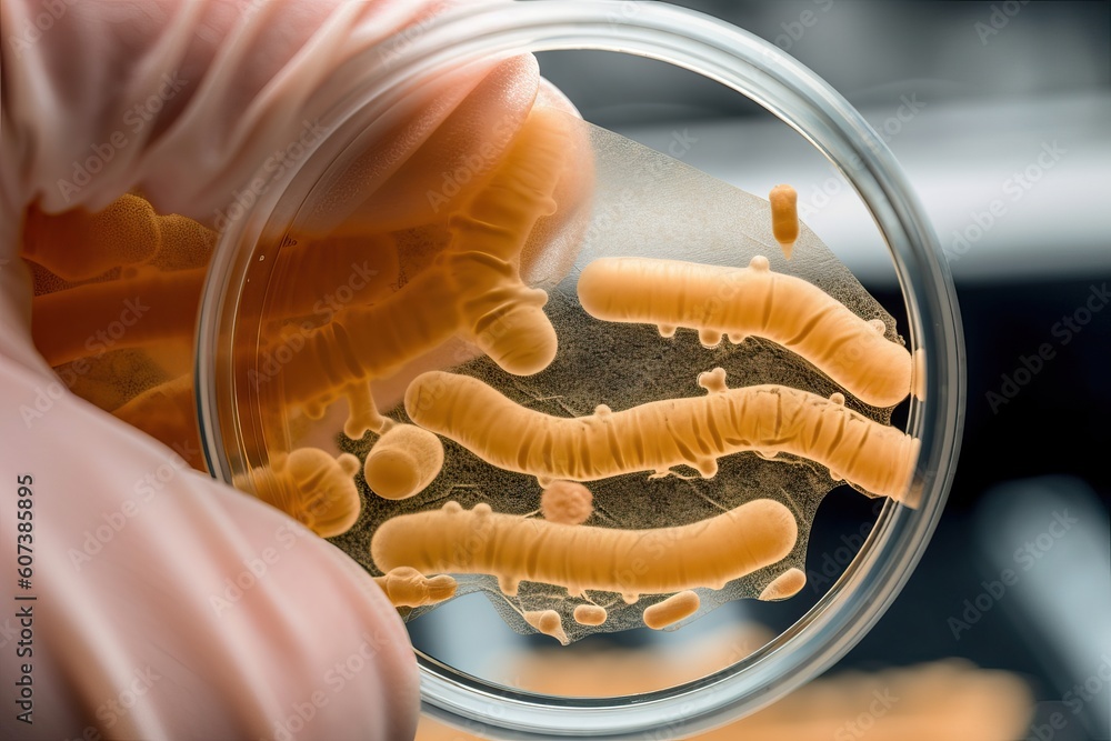 Cells that cause tuberculosis disease. Close-up of the Koch virus ...