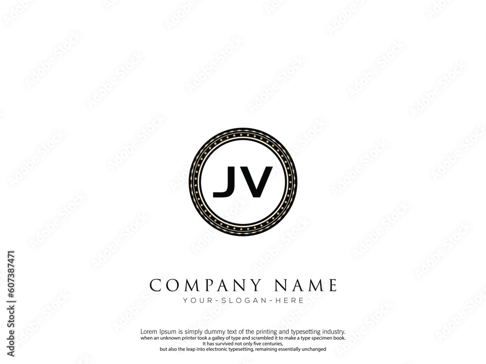 JV circle logo letter luxury royal logo. template symbol. modern golden ...