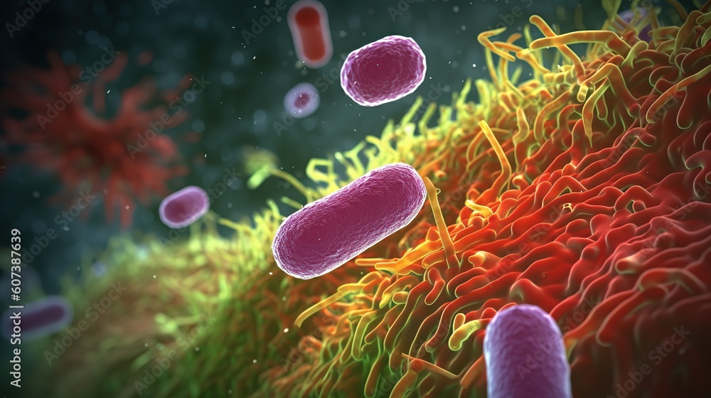 Microbes of different types under the microscope.Generative AI Stock ...