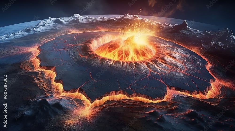 Artwork of the Ring of Fire, a region of tectonic plate boundaries ...