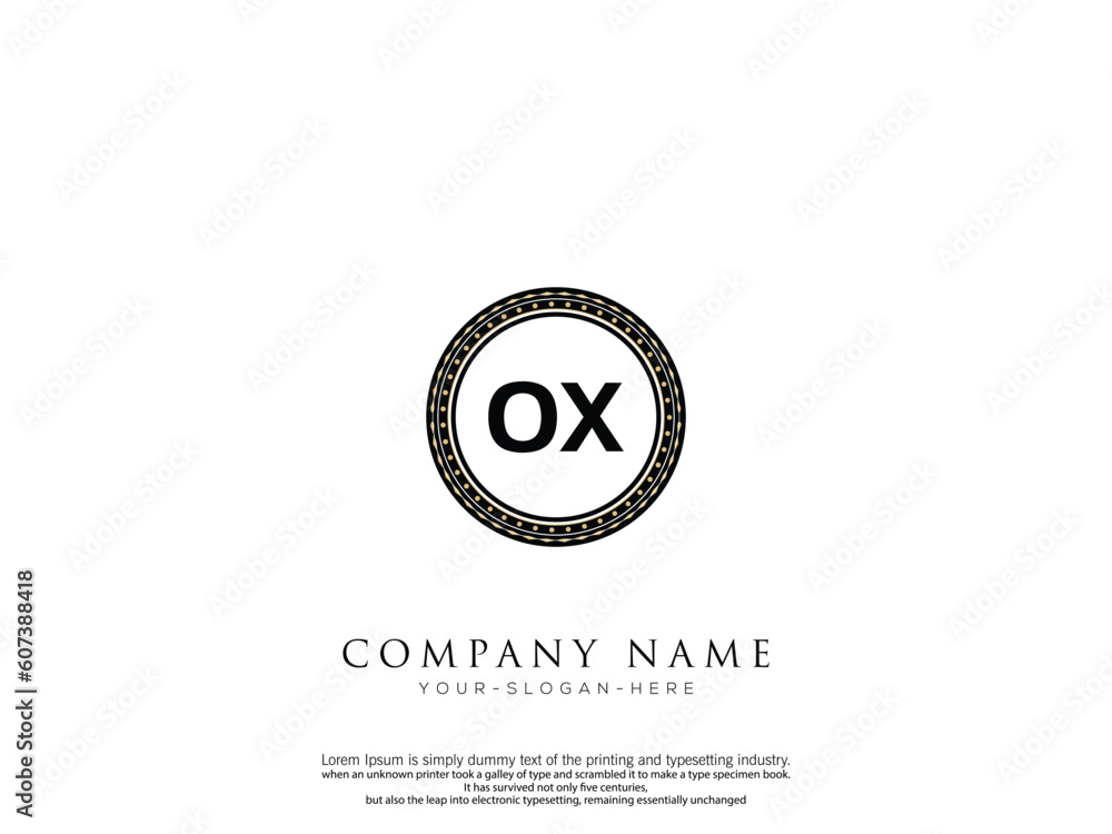 Premium letter circle OX logo with an elegant corporate identity ...