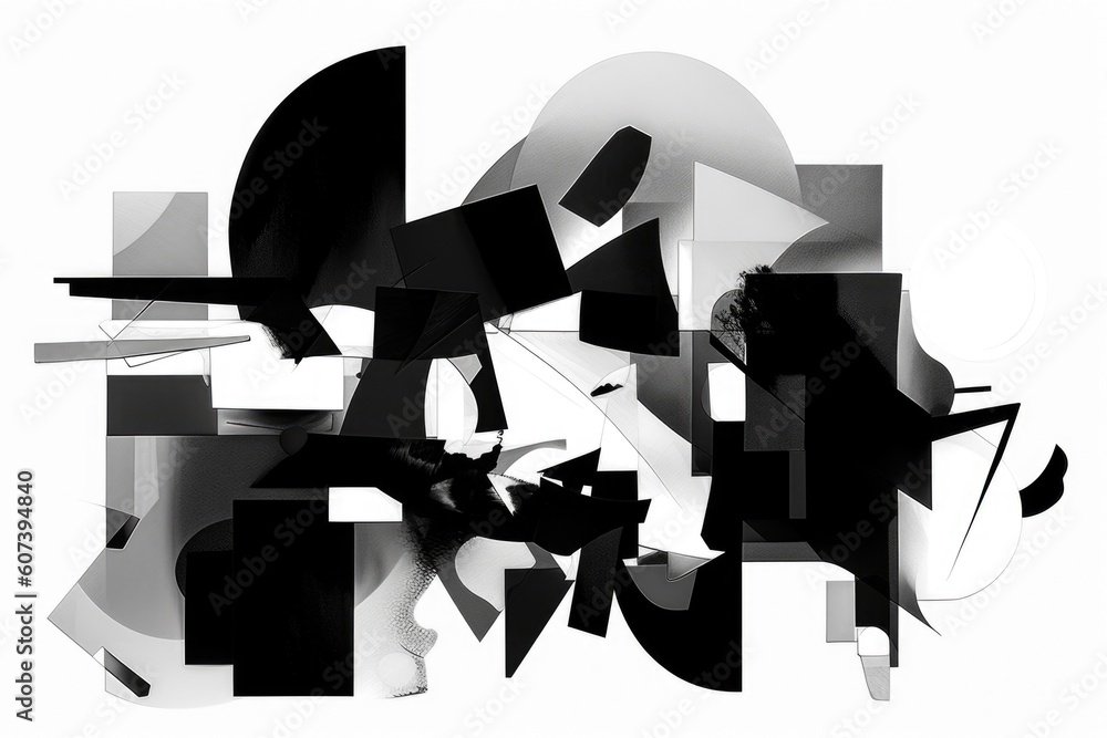 a collection of deconstructed and fragmented shapes, each with its own ...