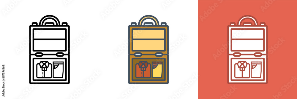 Open Suitcase Icon, an icon representing an open suitcase, symbolizing ...