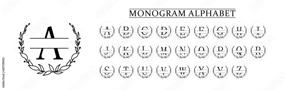 Vetor de Monogram Alphabet and Floral Motifs, Vector Cricut File ...